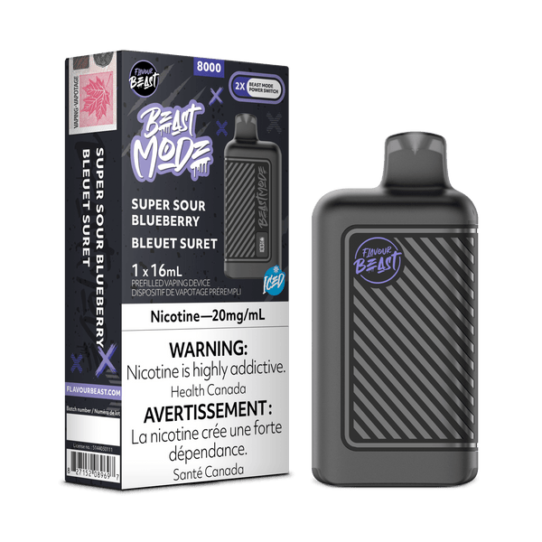 Flavour Beast Beast Mode 8K - Super Sour Blueberry Iced Disposable Vap ...