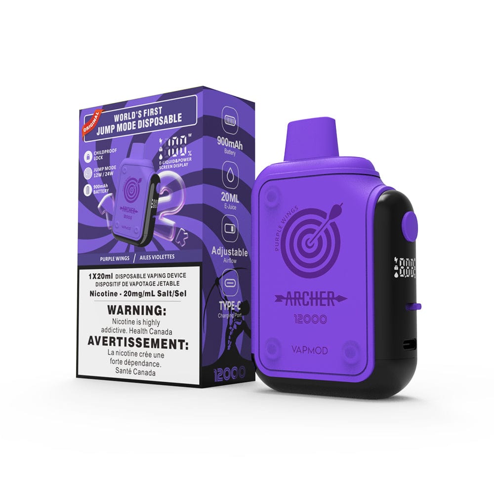 VAPMOD Archer 12K - Purple Wings Disposable Vape – DRAGON VAPE